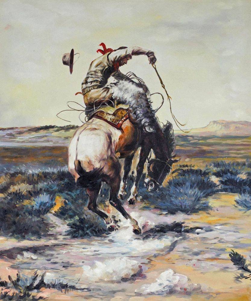 Art & Collectibles cowboy rodeo oil painting on canvas scene rodeo ...