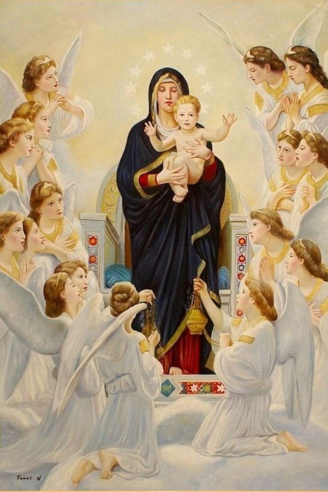 Religion Mary and Jesus Oil Painting on Canvas / Religious Mother and ...