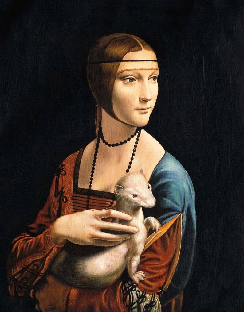 Portrait Lady With Ermine After Da Vinci Painting Oil Painting on ...