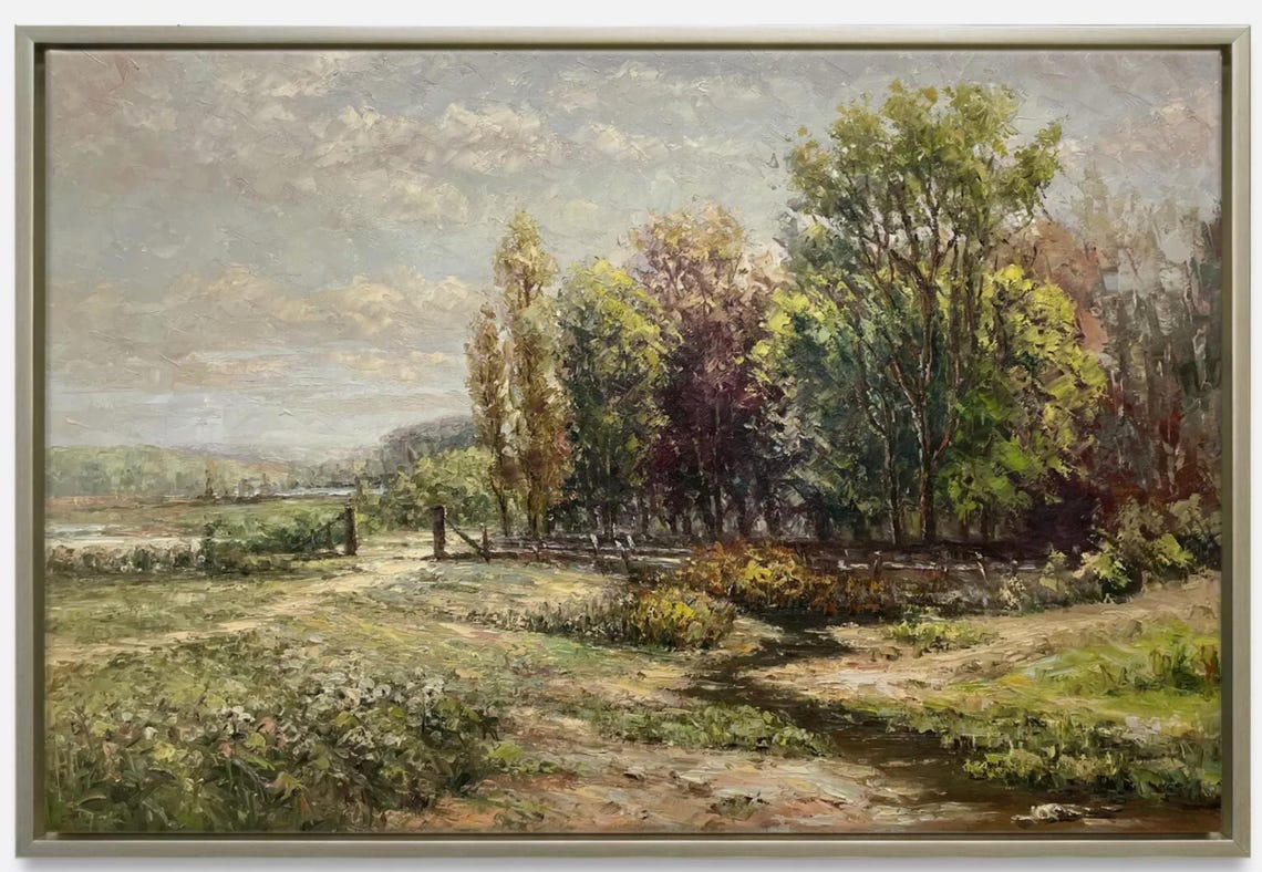 Original Painting of Forest Landscape on Canvas 24x36 Framed - Etsy