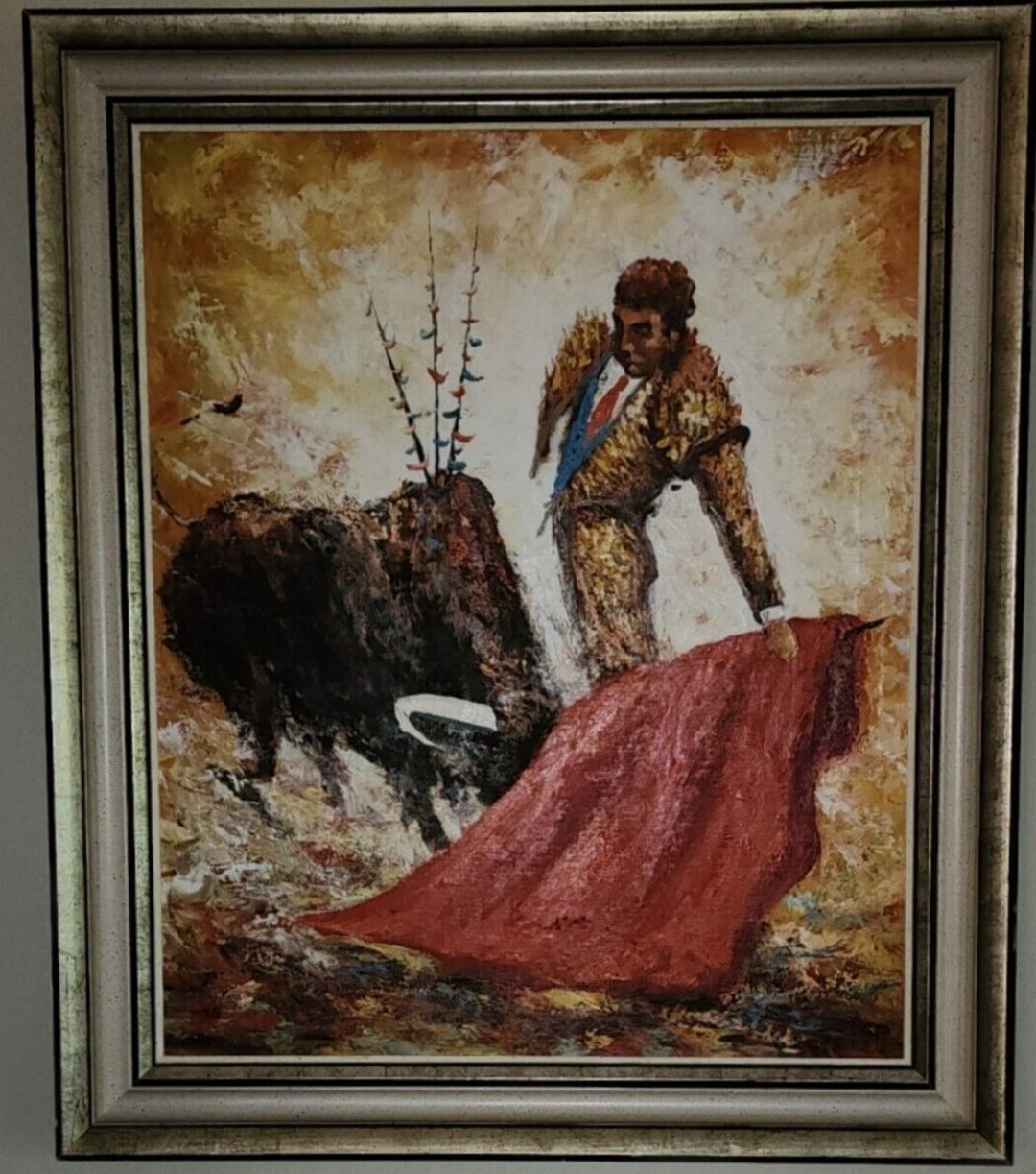 Painting Art Scene of Bullfight Torero Oil on Canvas / MATADOR and ...