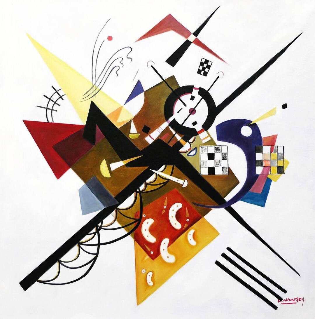 Abstract in the Manner of Kandinsky Oil Painting on Canvas Signed ...