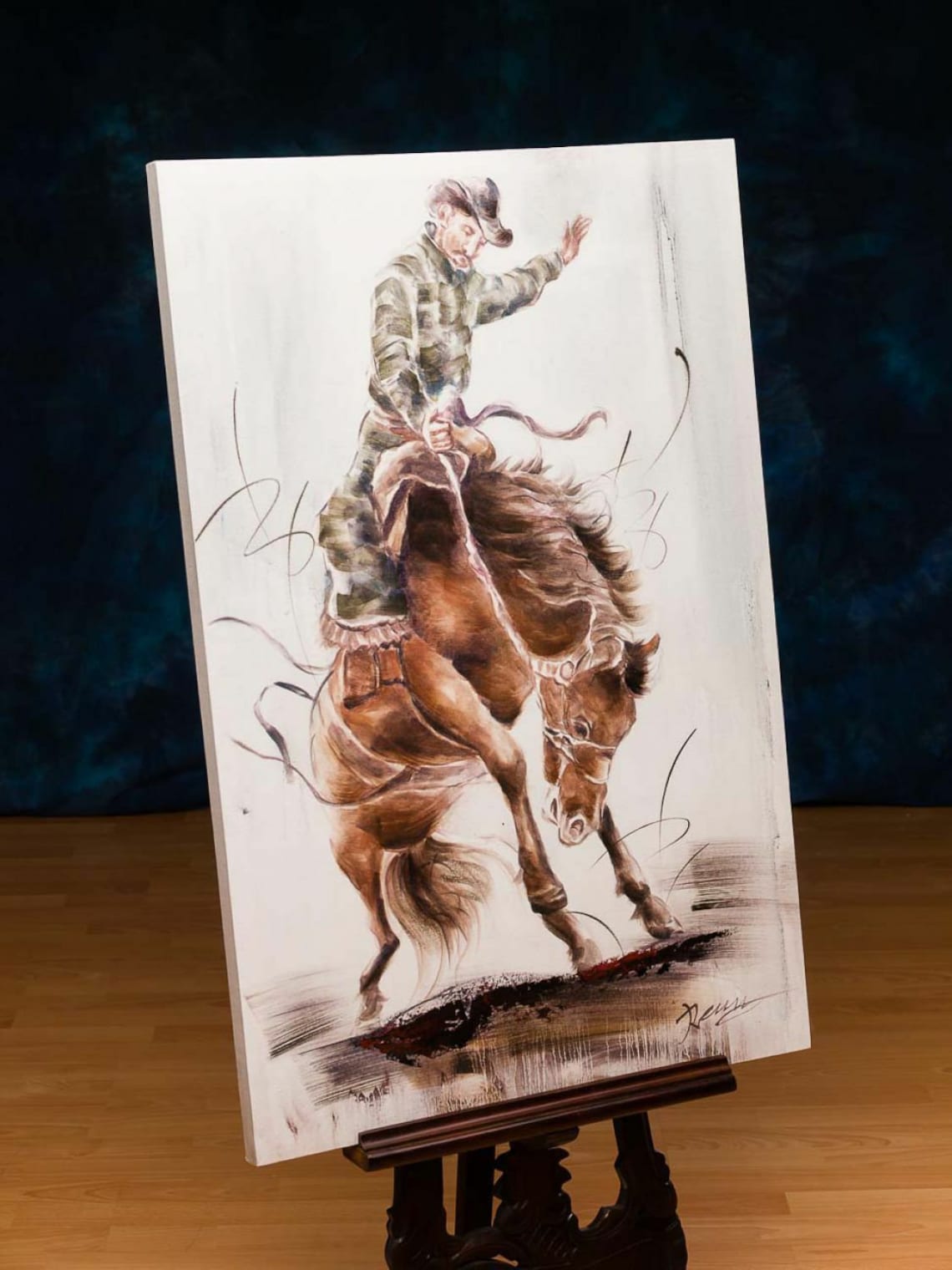 Scene rodeo cowboy painting oil painting on canvas signed / | Etsy