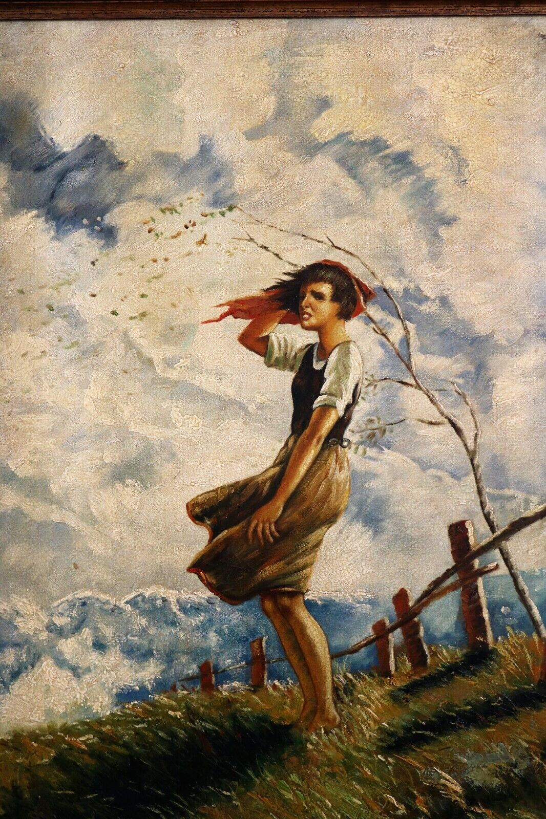Girl Standing In The Wind Painting