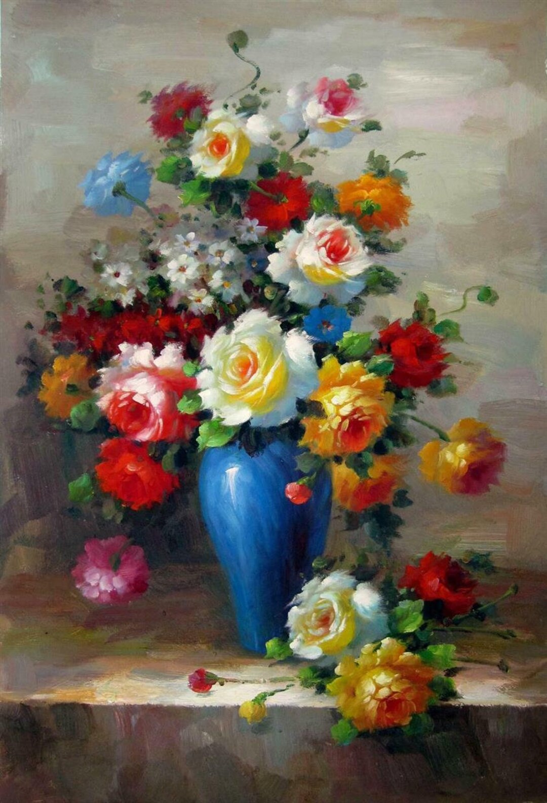 Still Life Flowers Oil Painting on Canvas Signed / Oil Painting on ...