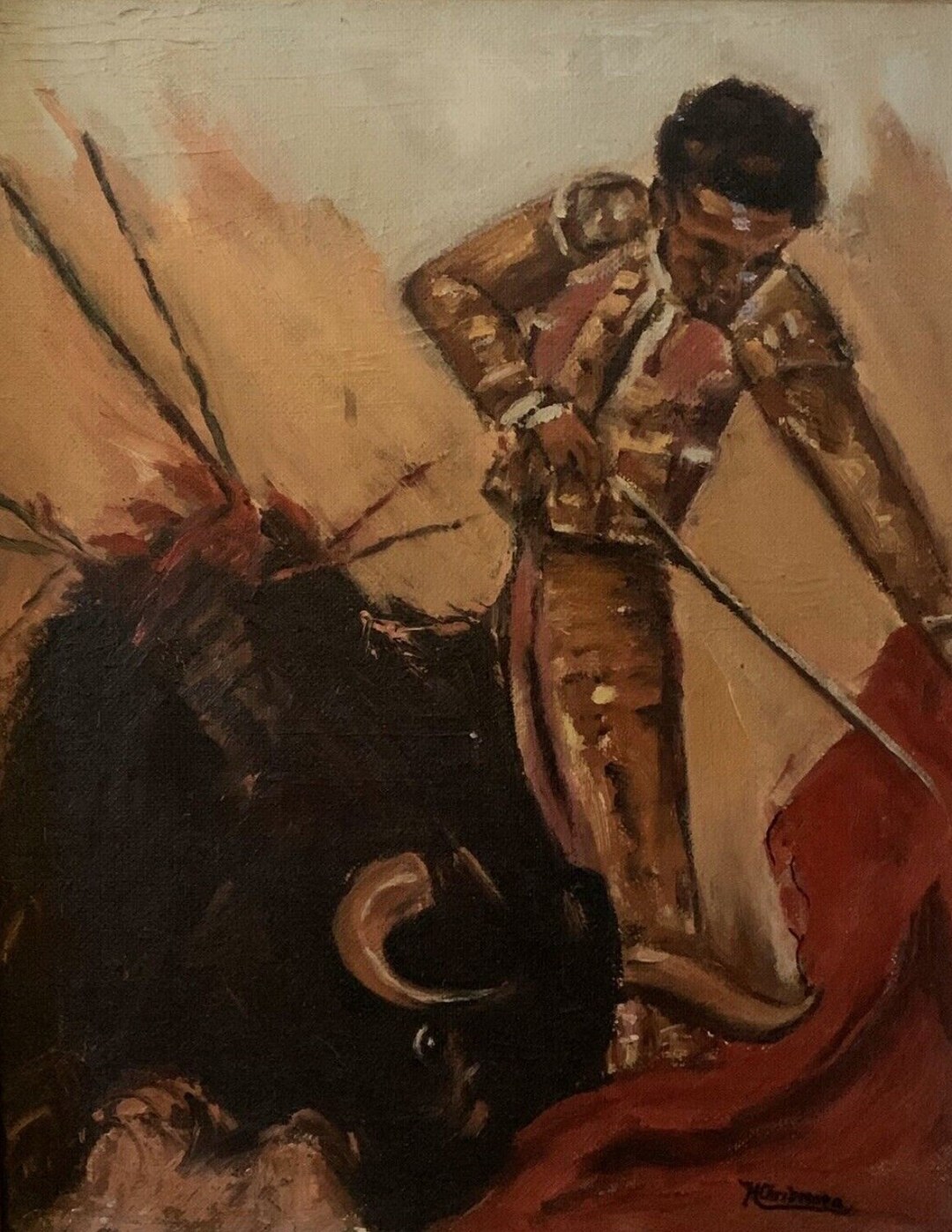 Vintage Abstract Original Oil Painting Sgined Torero Matador - Etsy