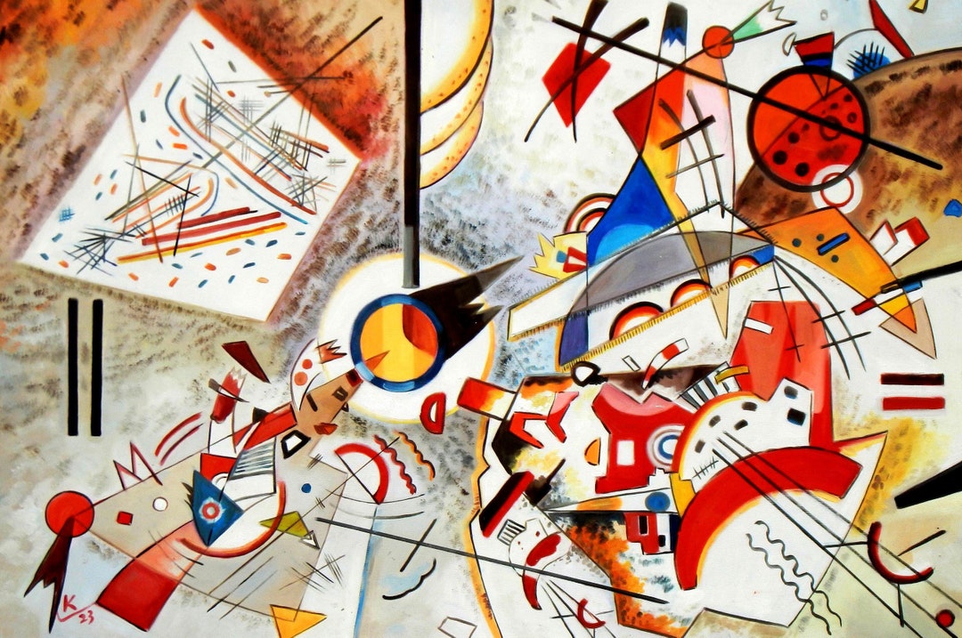 Abstract in the Manner of Kandinsky Oil Painting on Canvas Signed ...