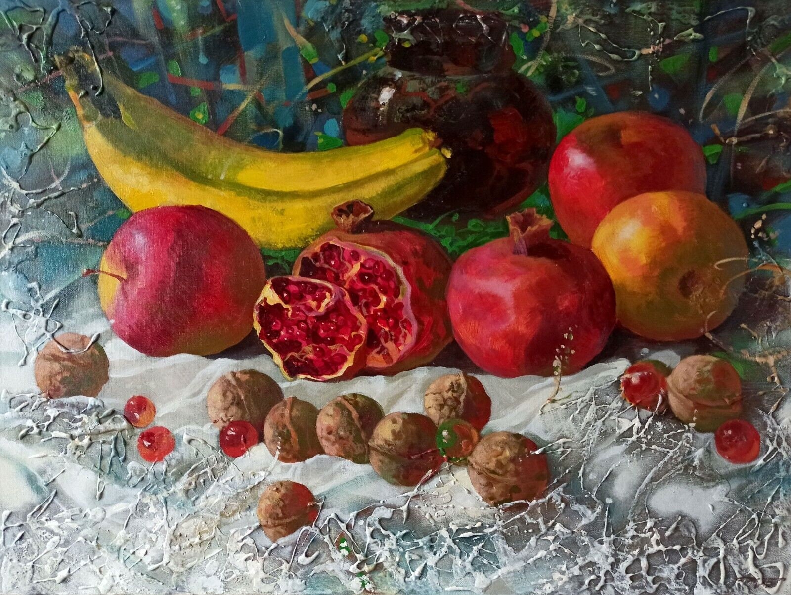 Nature Morte Fruits Tableau Peinture Originale Vsur Toile Signée ...