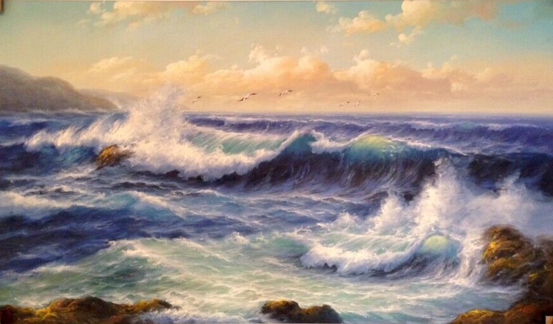 The Mighty Ocean Wave Spectacular Oil Painting on Canvas - Etsy
