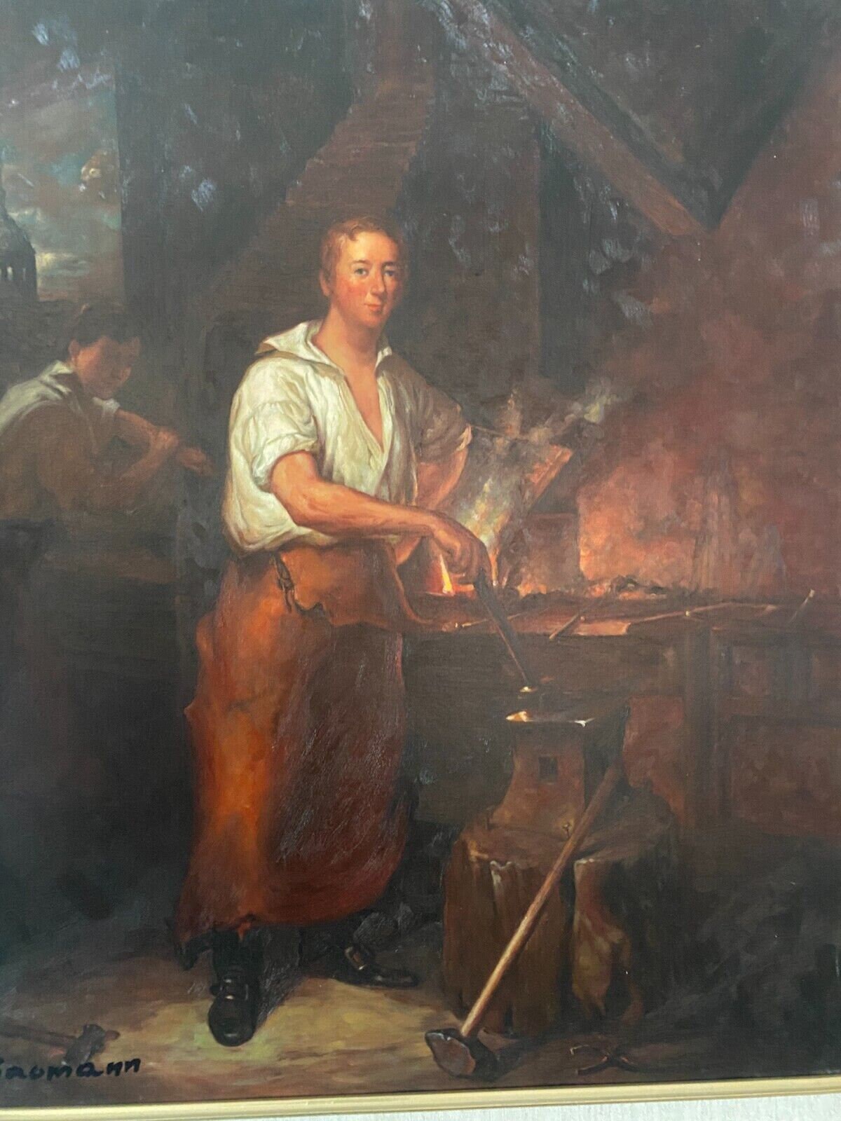 The Blacksmith at the Forge Ornate Gold Frame - Etsy