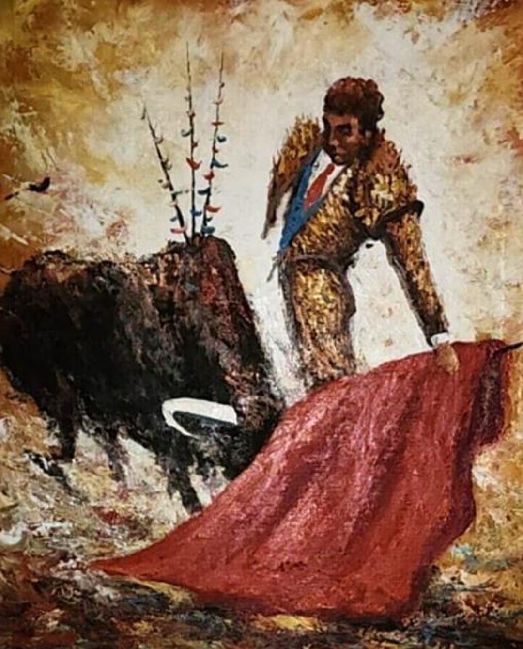 Painting Art Scene of Bullfight Torero Oil on Canvas / MATADOR and ...