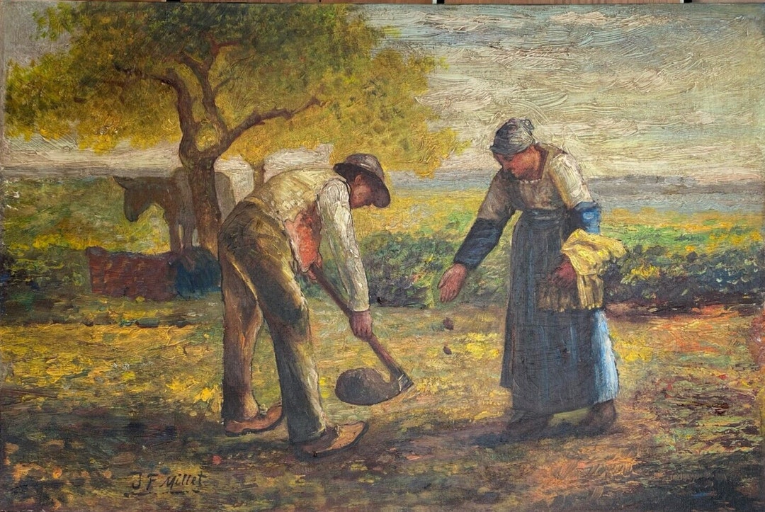 Peasant Scene Painting Oil Painting on Canvas Signed / Figure Scenery ...