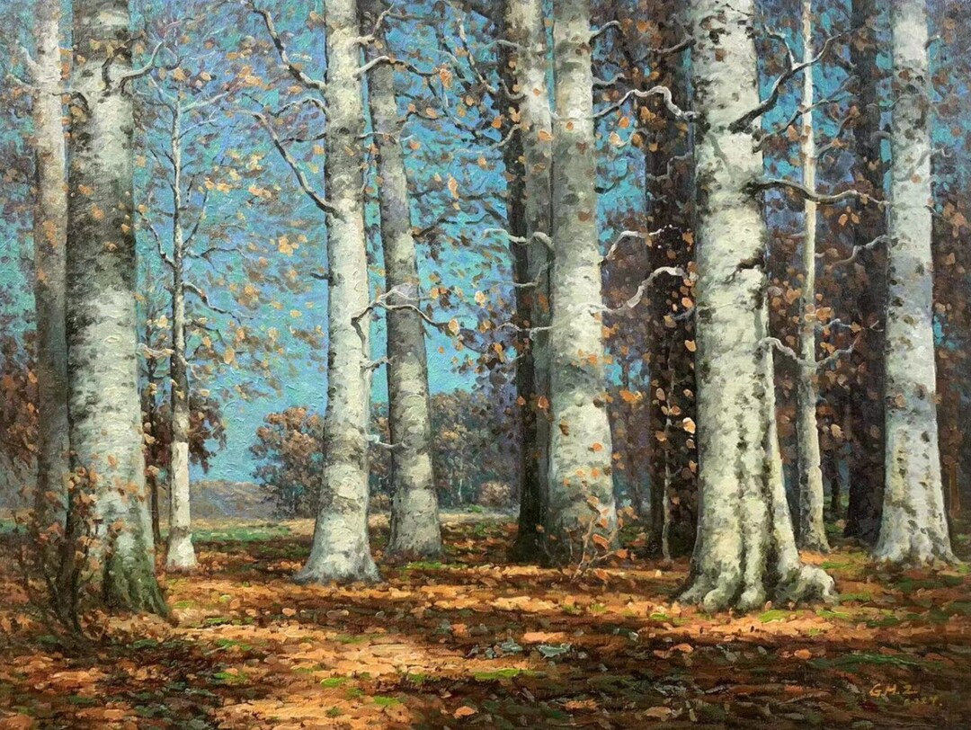 Repro Carlson Autumn Beech Landscape Oil Painting on Canvas Fine Art - Etsy