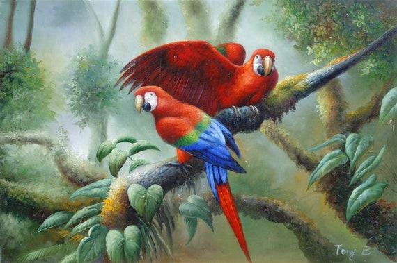 animal parrot ara painting oil painting on canvas bird parrots Painting ...
