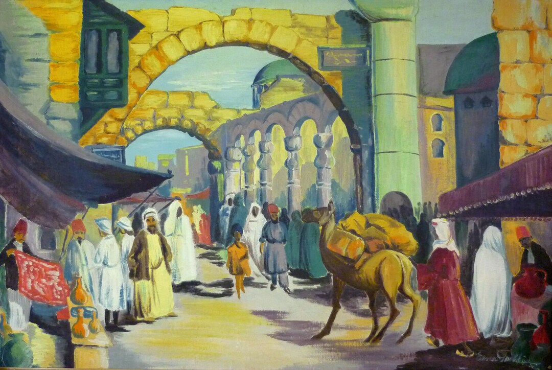 Scene Orientalist Arab Painting Original Painting Oil on Canvas Signed ...
