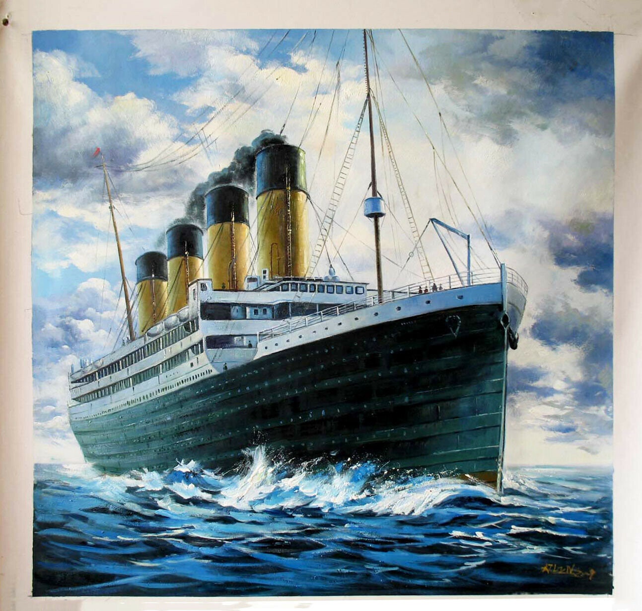 Titanic Ship Oil Painting on Canvas / Seascape Titanic Boat Original ...