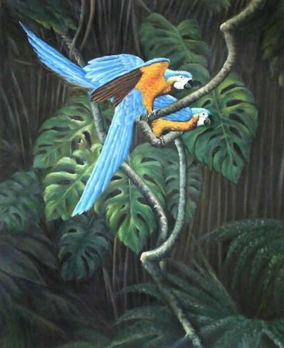 animal parrot ara painting oil painting on canvas bird parrots Painting ...