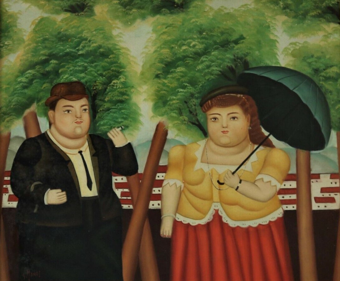 Scene After Botero Painting Oil Painting on Canvas Signed / Figure ...