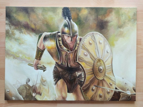 Portrait Man Achilles De Troie Painting on Canvas / Achille De - Etsy UK