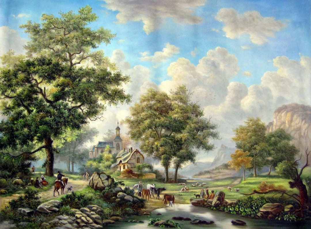 Peasant Life Scene Painting Signed Oil on Canvas / Life Scene Oil ...