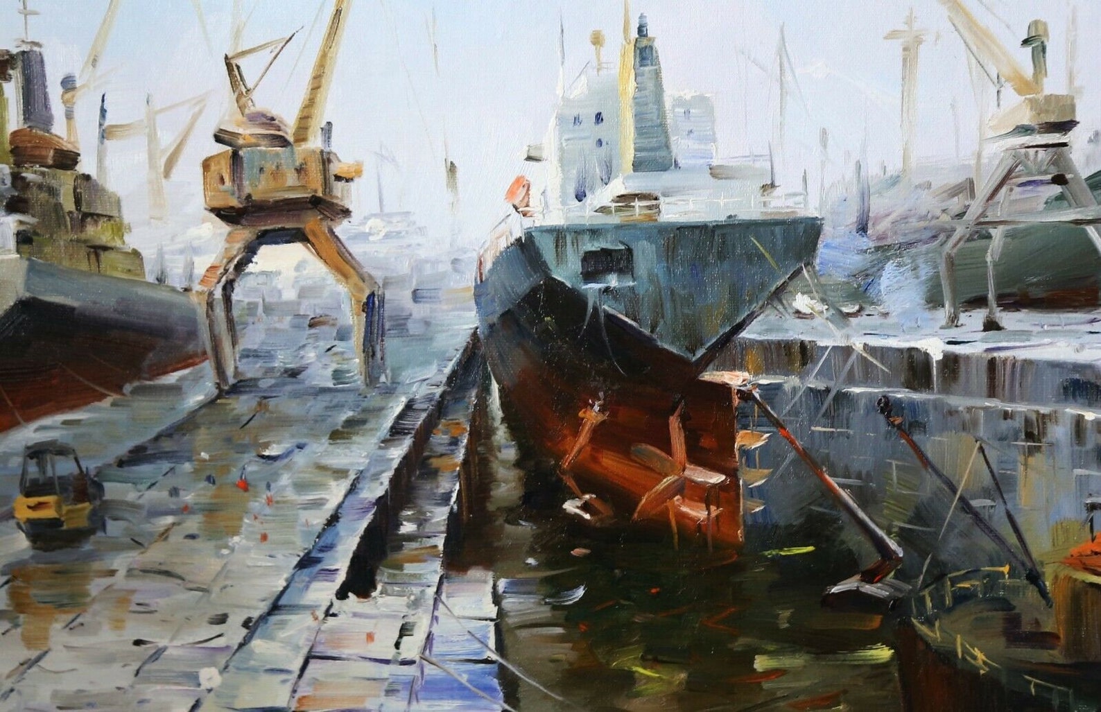 Landscape dock dock oil painting on canvas | Etsy