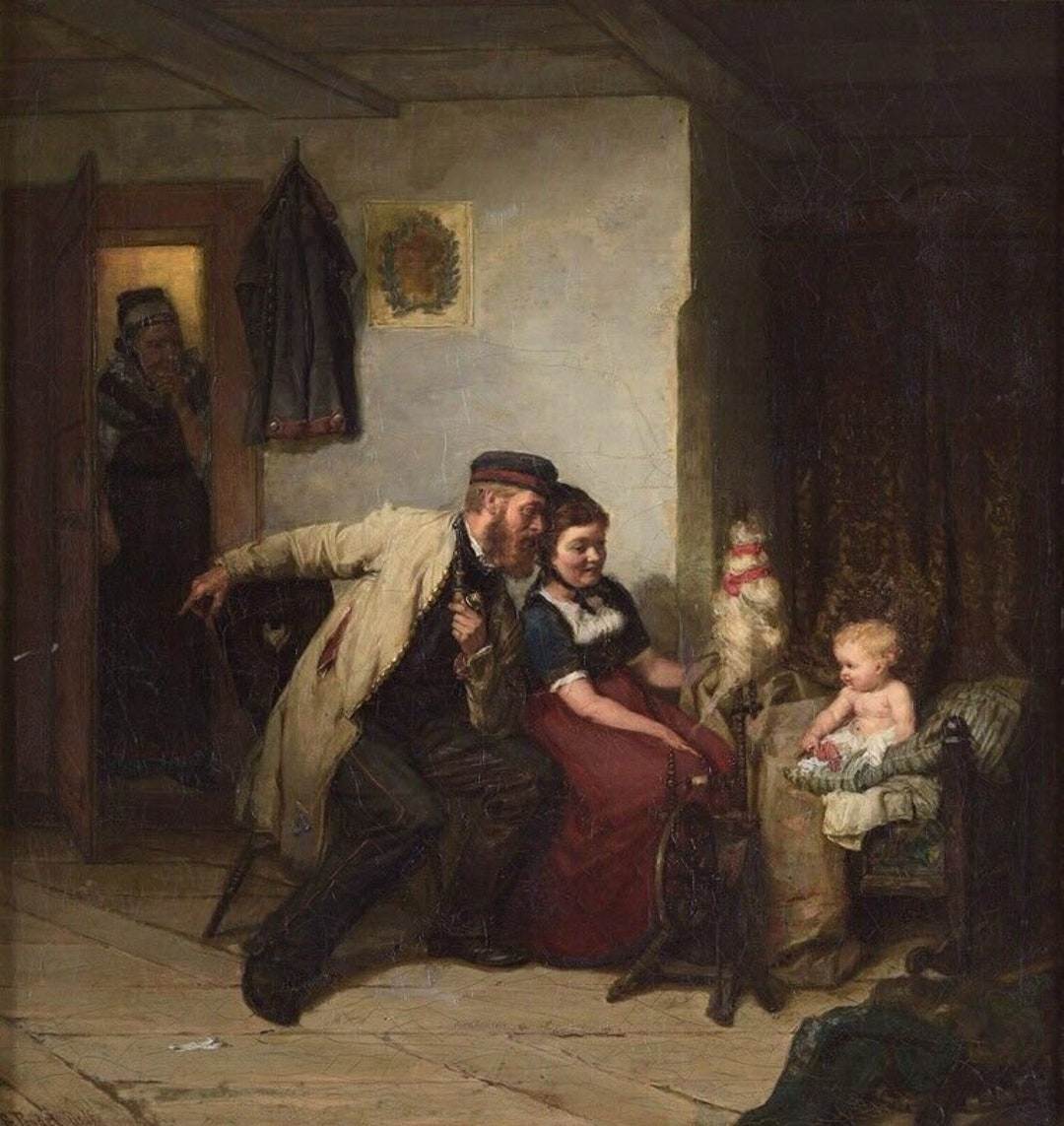 Original Family Life Scene Painting Oil on Canvas / Orginal Painting of ...