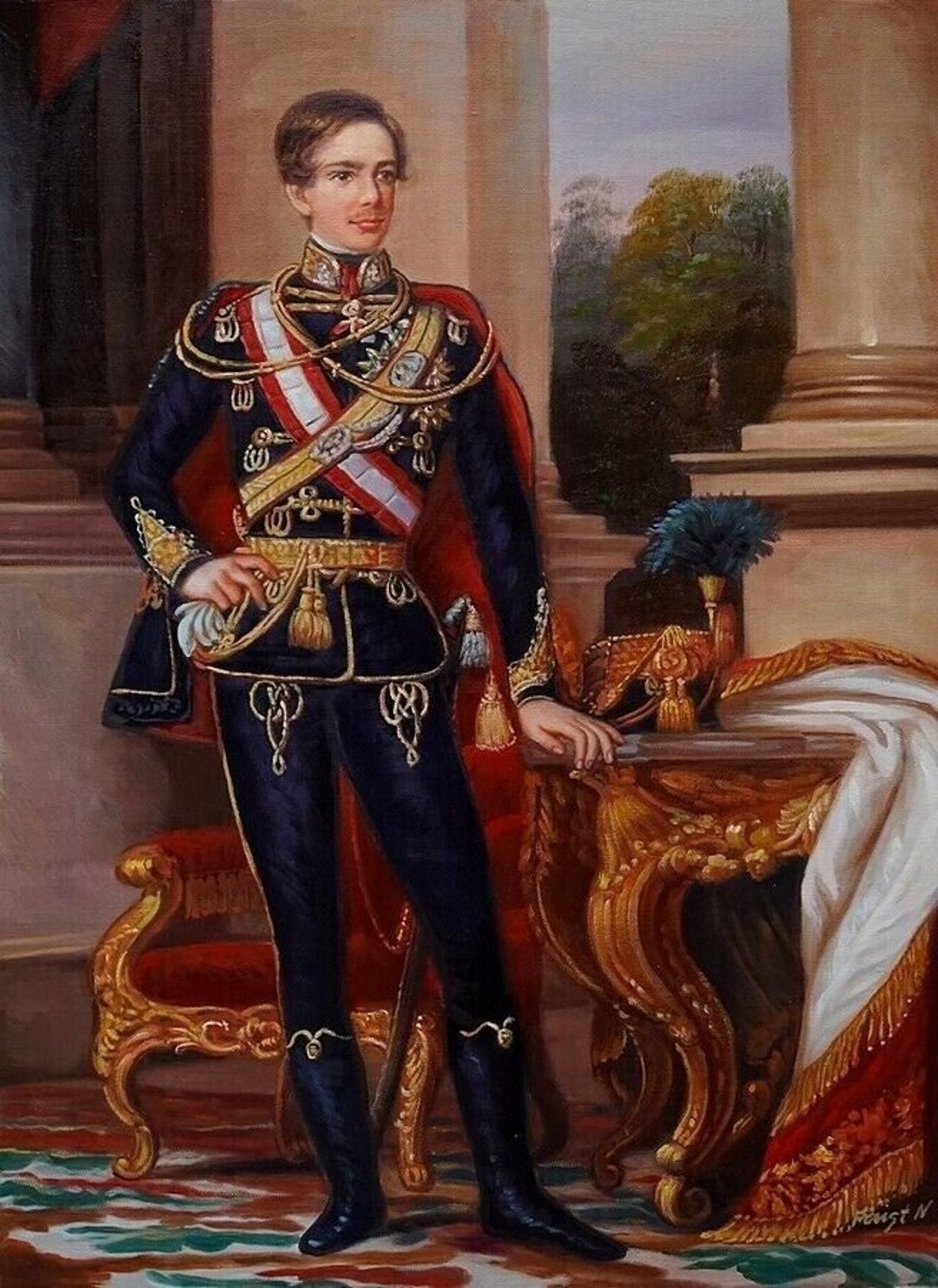 Portrait Emperor Austria Painting on Canvas / Ölbild Kaiser Franz Josef ...