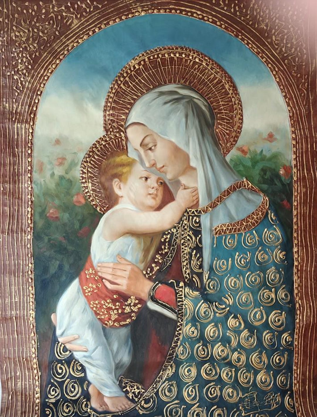Religious Scene Mother and Child Virgin Mary and Child Jesus Painting ...