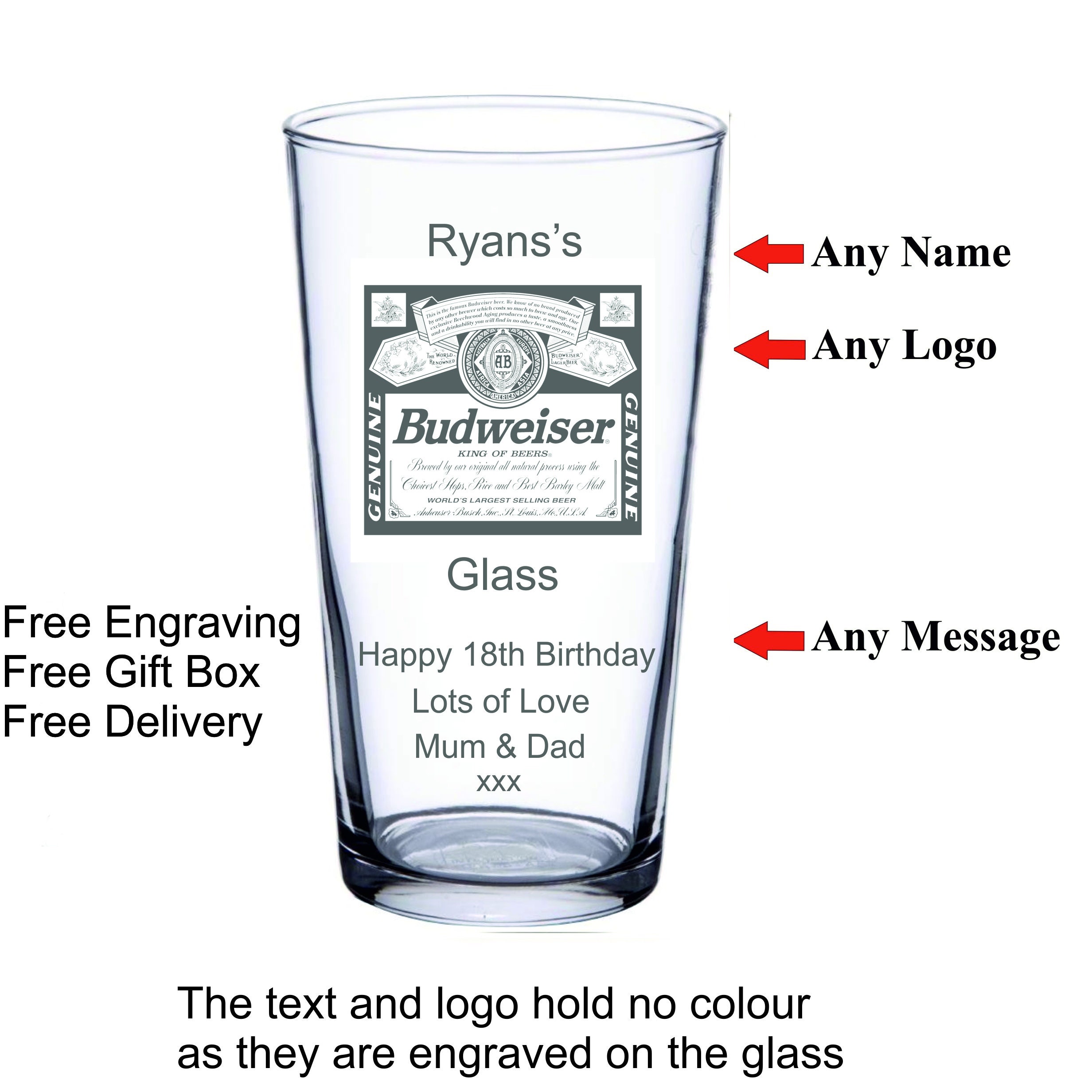 Personalised 20oz Pint Glass Fosters Birthday/christmas Gift - Etsy