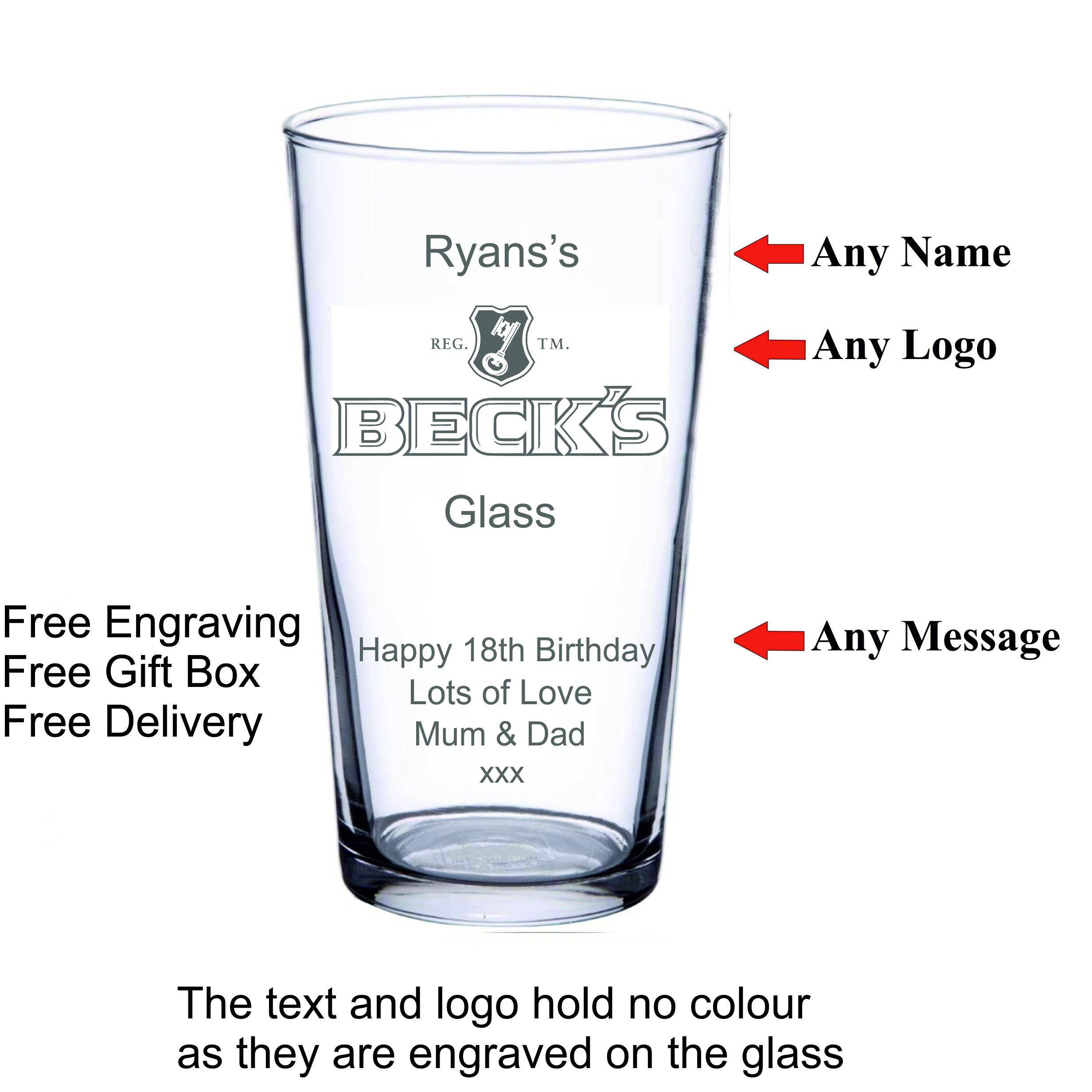 Personalised 20oz Pint Glass Fosters Birthday/christmas Gift - Etsy