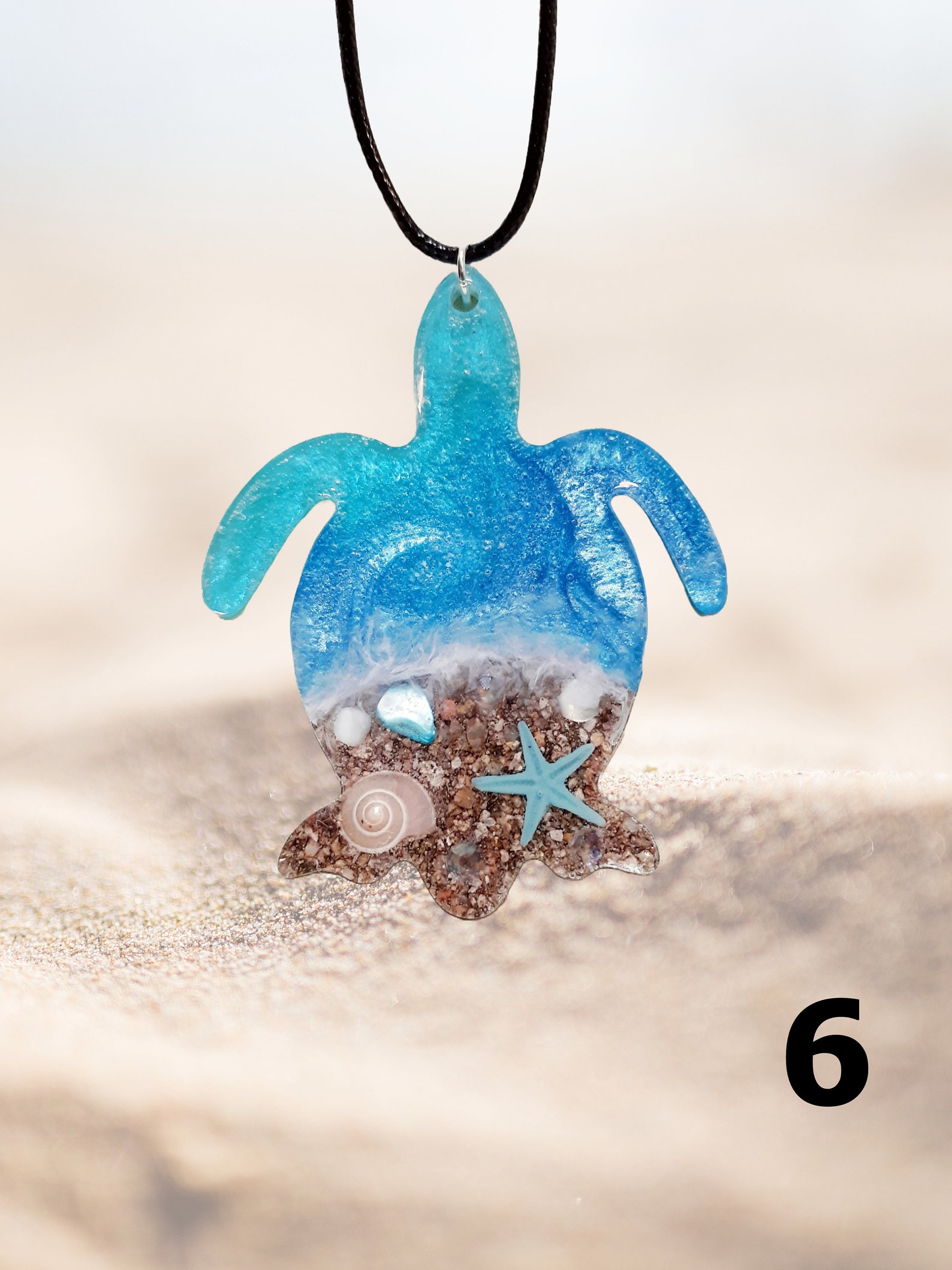 Handmade Resin Turtle Pendant Necklace: Arizona Sand & Shell Inlay - Etsy
