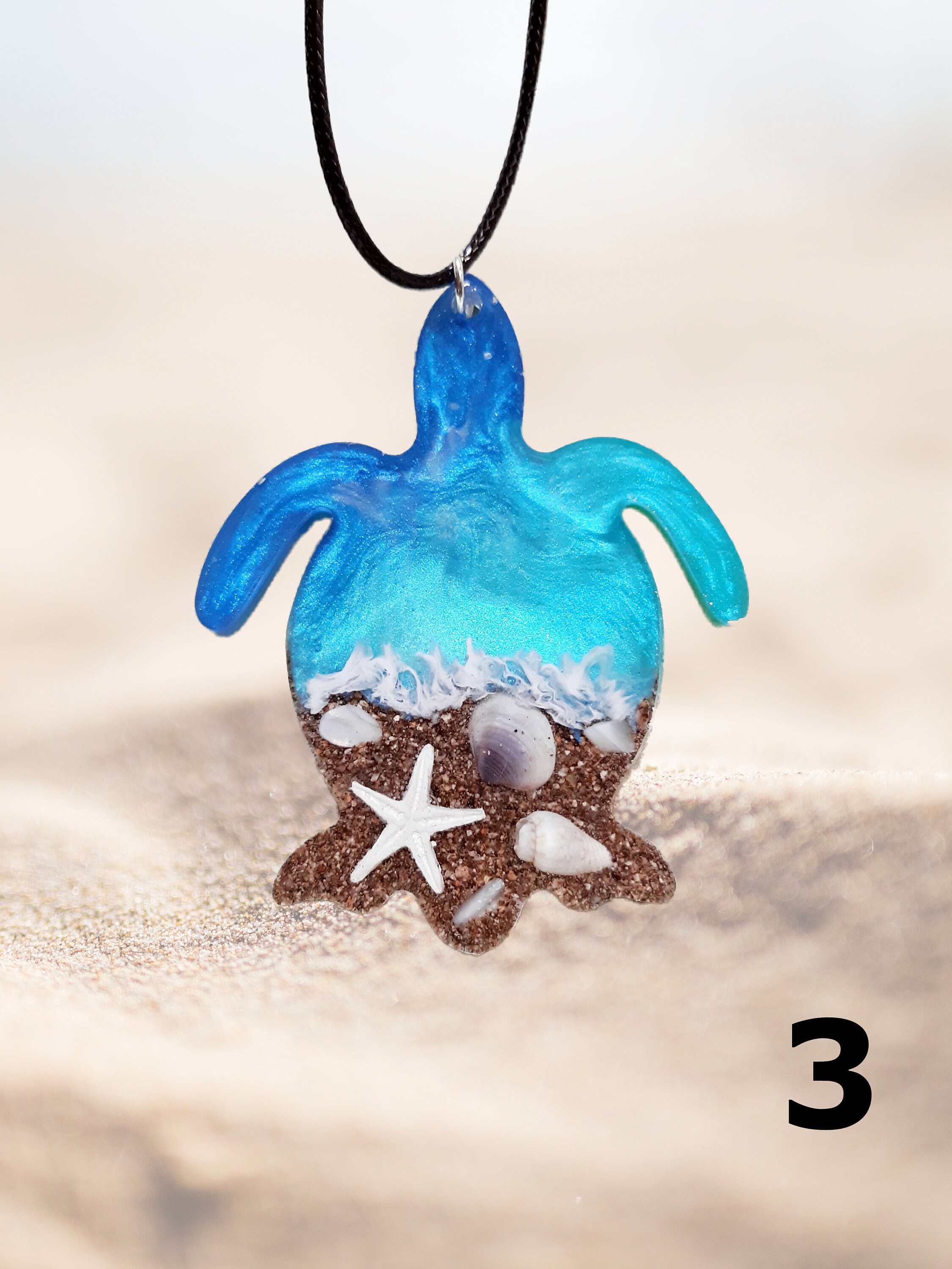 Handmade Resin Turtle Pendant Necklace: Arizona Sand & Shell Inlay - Etsy