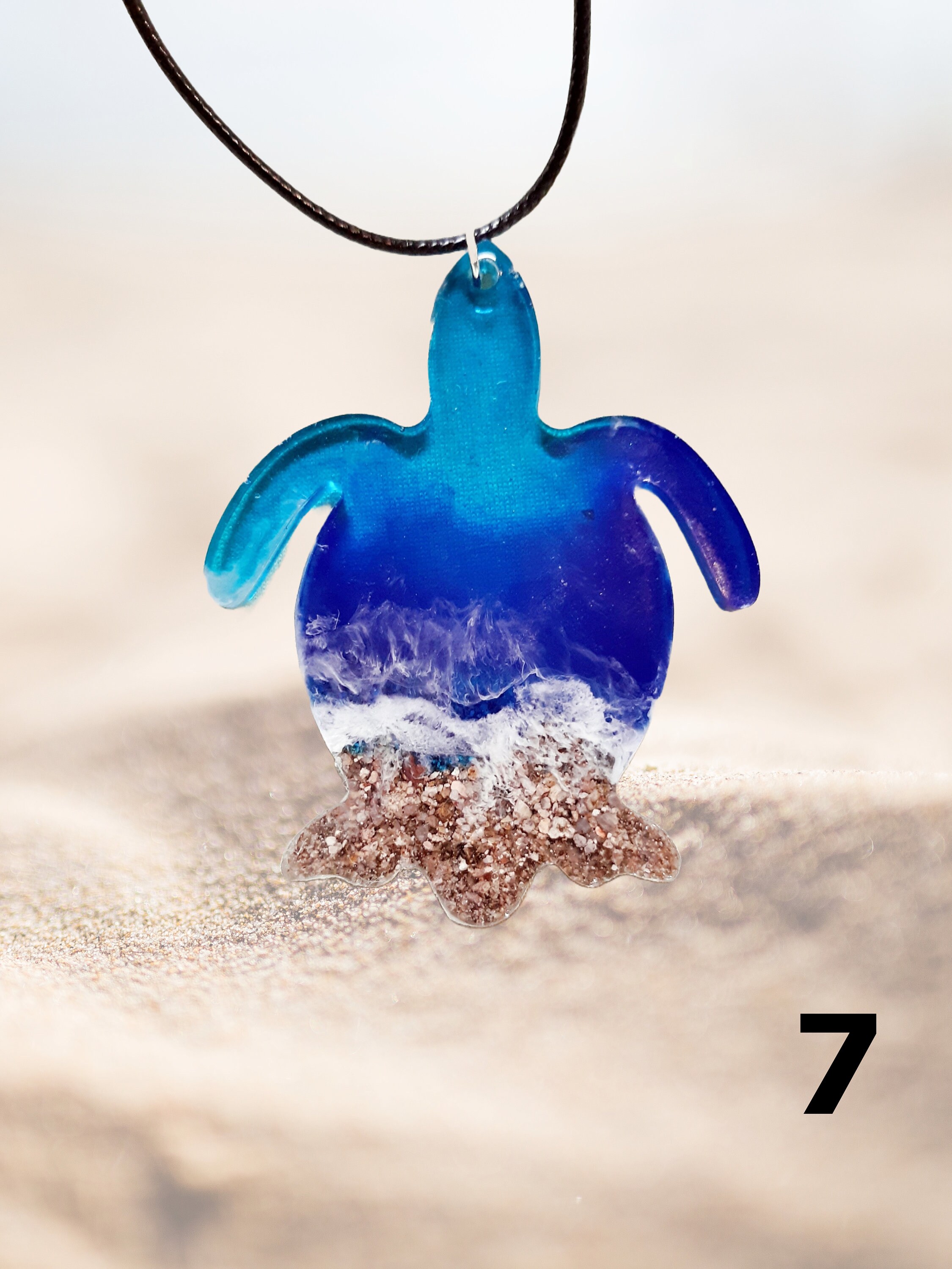 Handmade Resin Turtle Pendant Necklace: Arizona Sand & Shell Inlay - Etsy