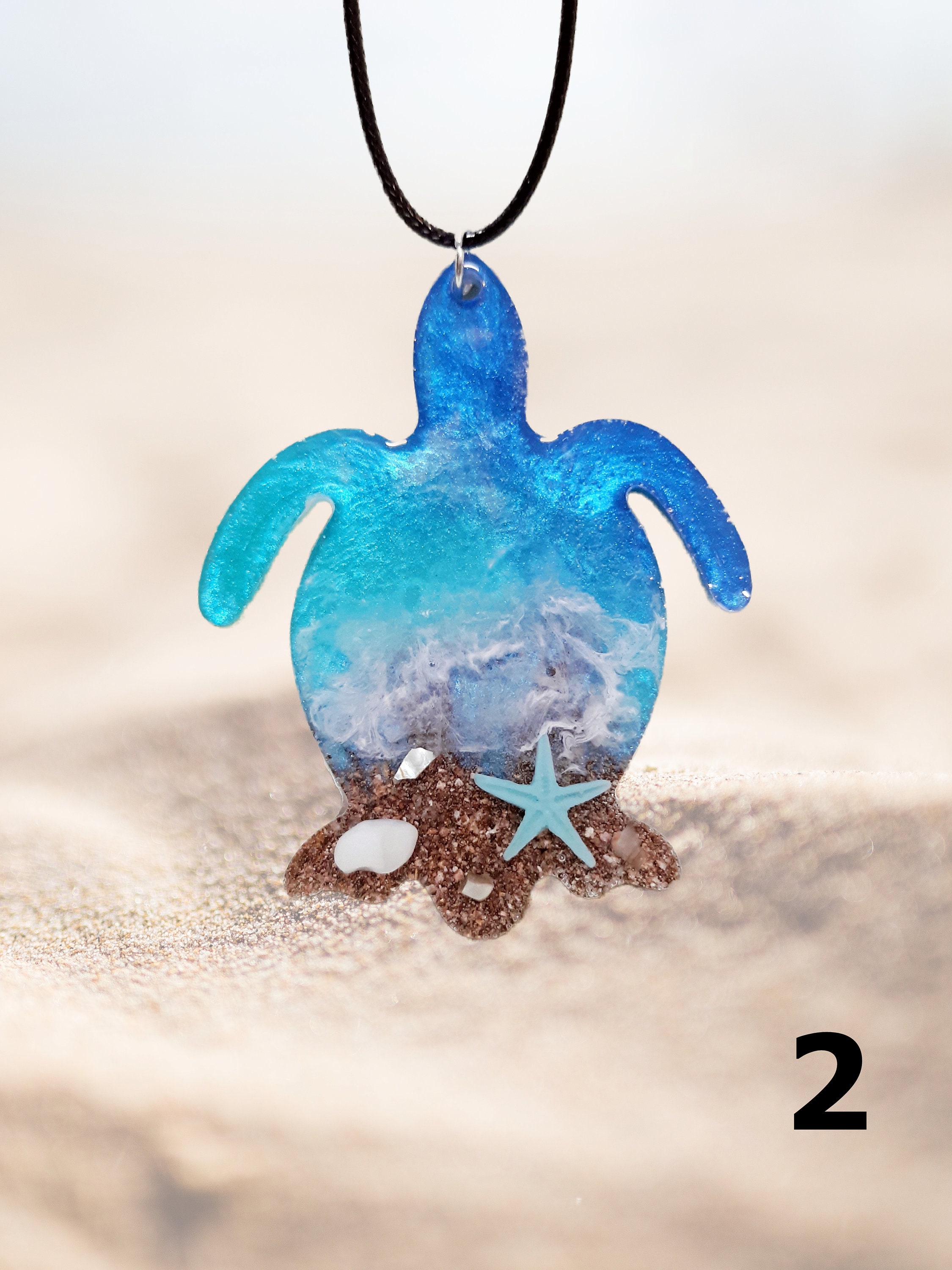 Handmade Resin Turtle Pendant Necklace: Arizona Sand & Shell Inlay - Etsy