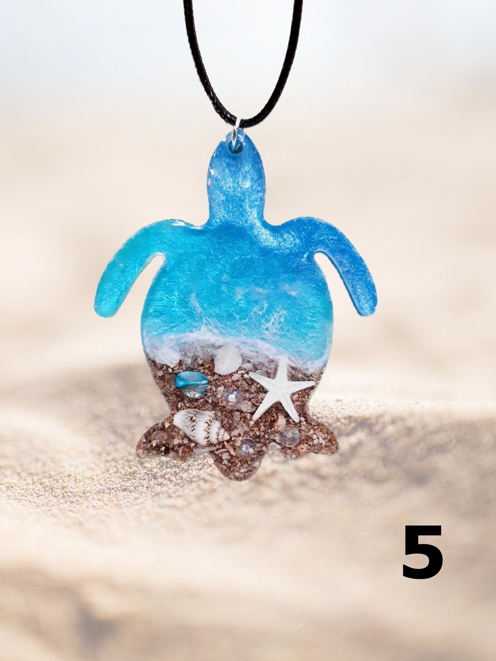 Handmade Resin Turtle Pendant Necklace: Arizona Sand & Shell Inlay - Etsy
