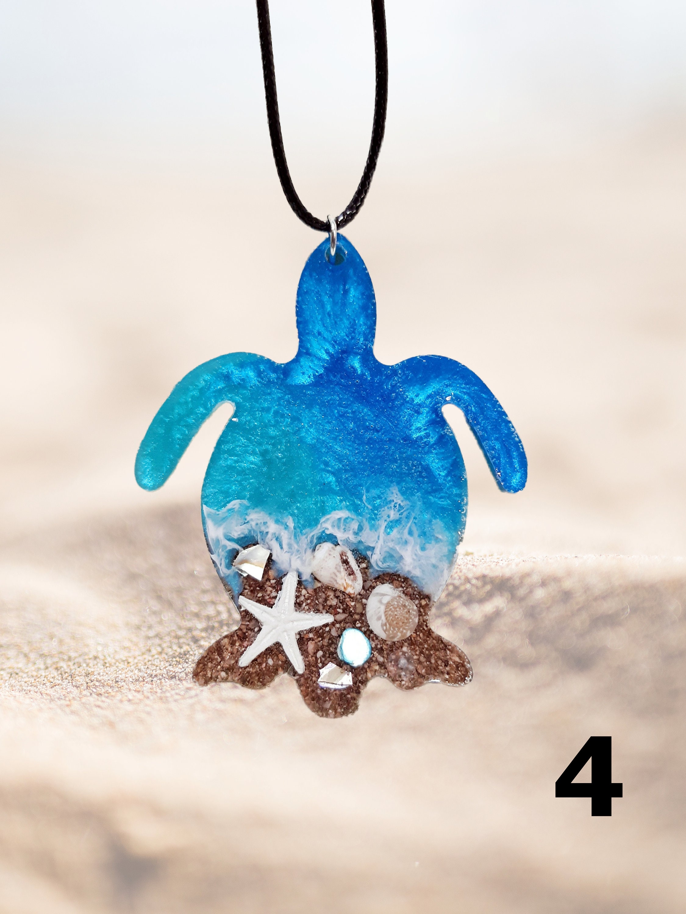 Handmade Resin Turtle Pendant Necklace: Arizona Sand & Shell Inlay - Etsy