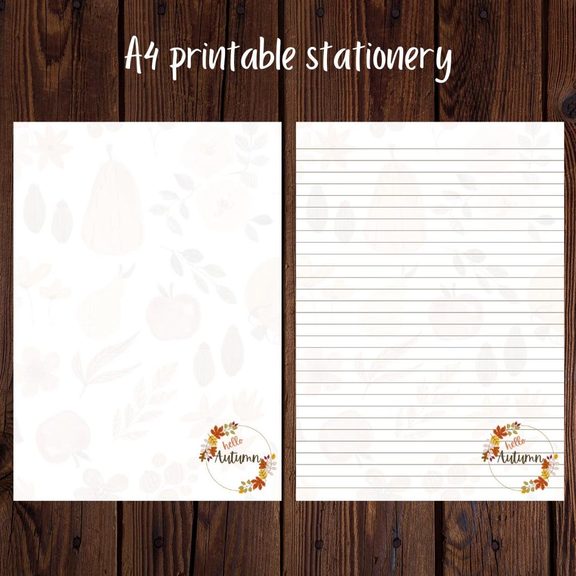 Printable Writing Paper PRINTABLE Stationery Autumn Letter Writing Set ...
