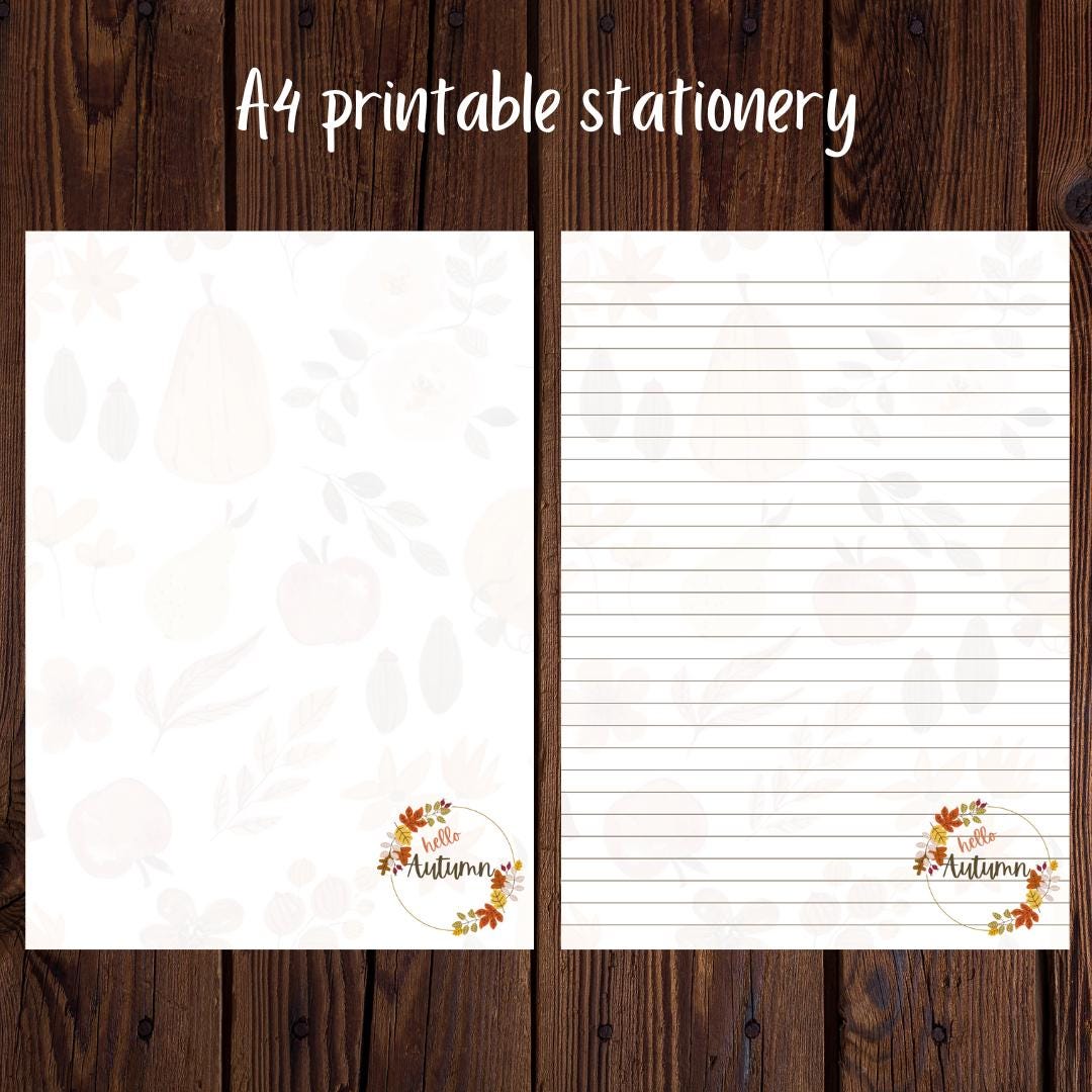 Printable Writing Paper PRINTABLE Stationery Autumn Letter Writing Set ...