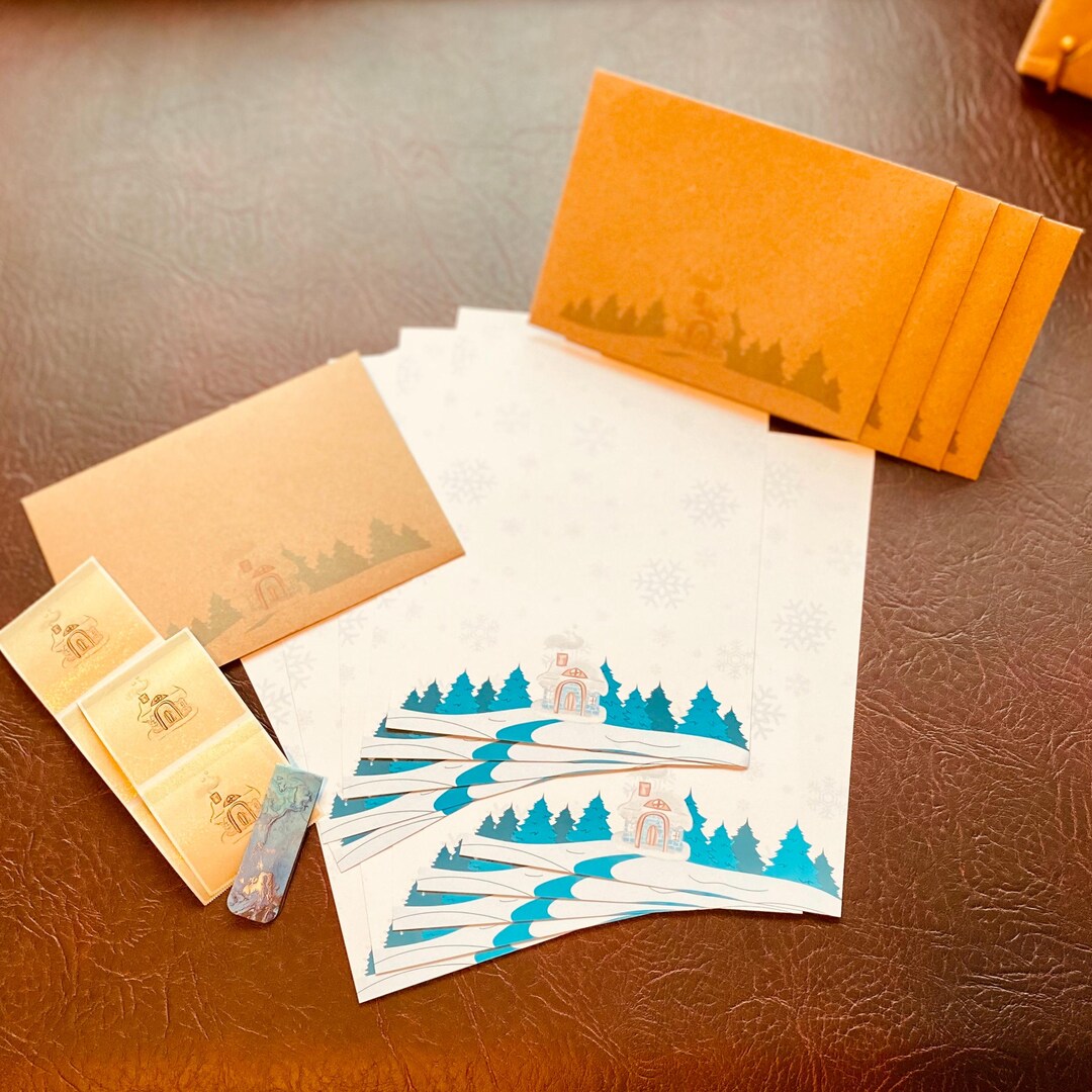 Christmas Winter Gift Letter Writing Set Perfect Gift Envelopes Labels ...