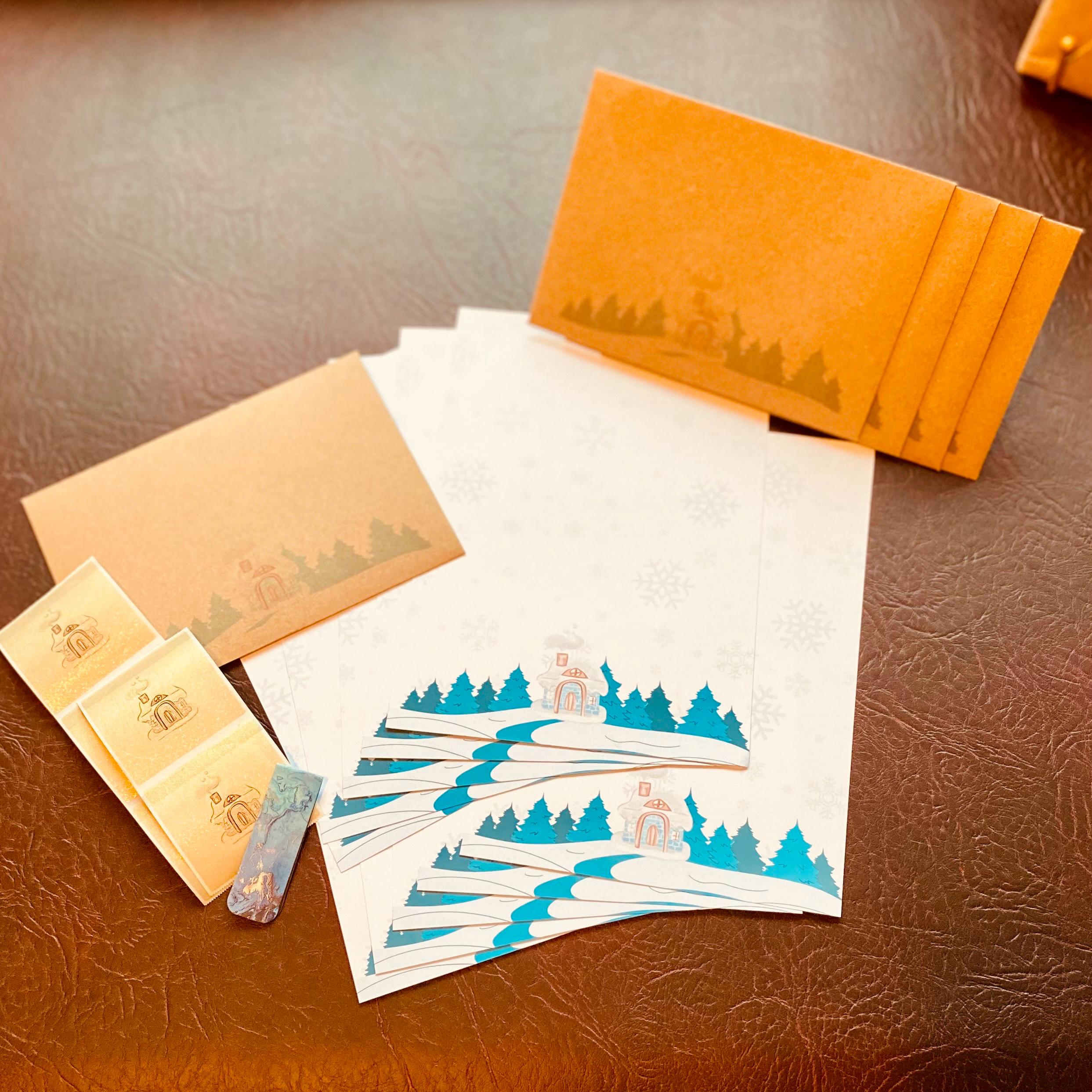 Christmas Winter Gift Letter Writing Set Perfect Gift Envelopes Labels ...