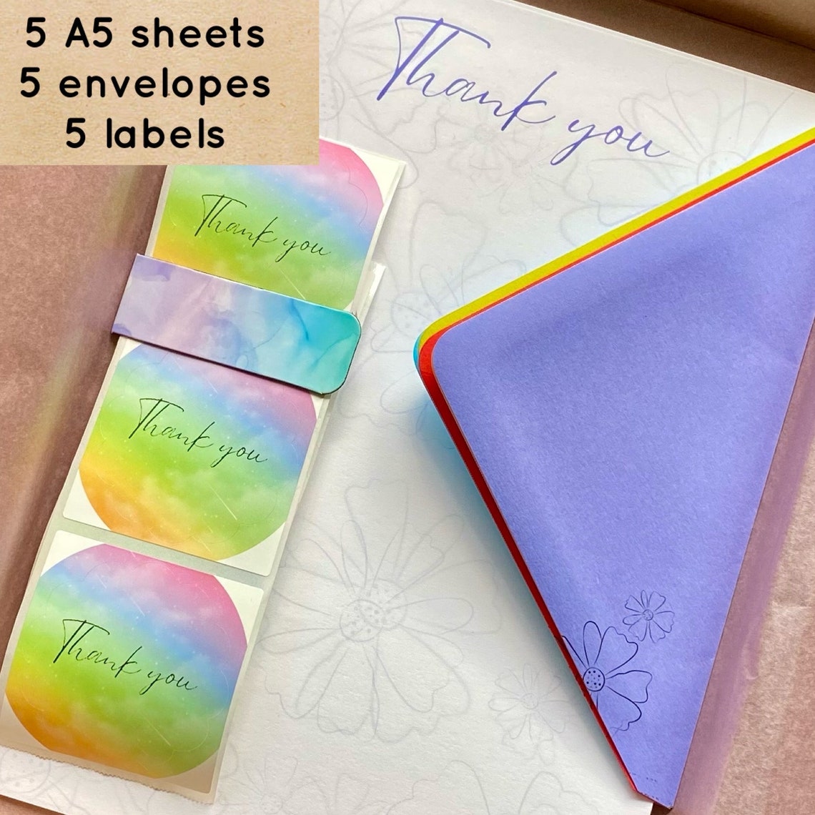 Thank You Letter Writing Set. Perfect Gift. A5 Shiro Tree Free Paper ...