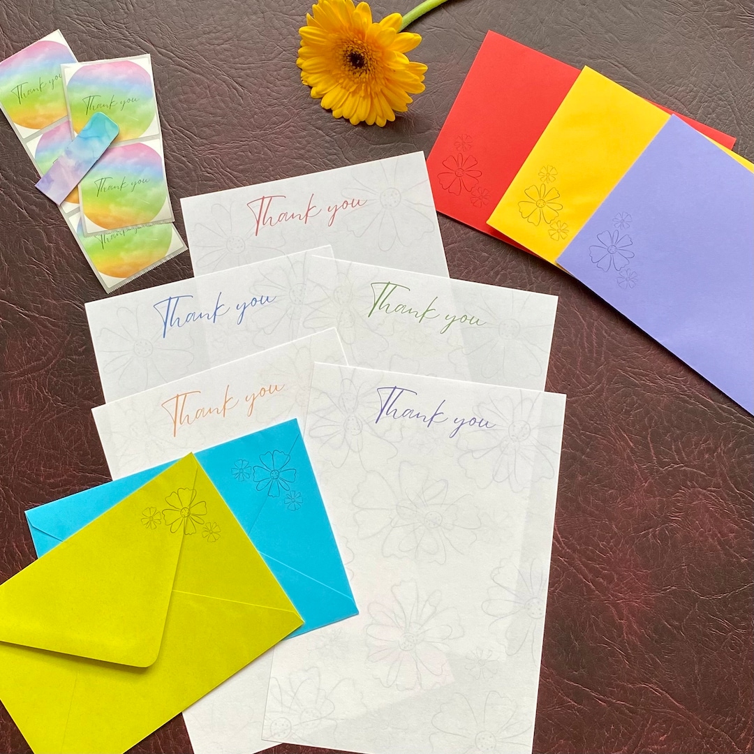 Thank You Letter Writing Set Perfect Gift A5 Paper Envelopes Labels ...