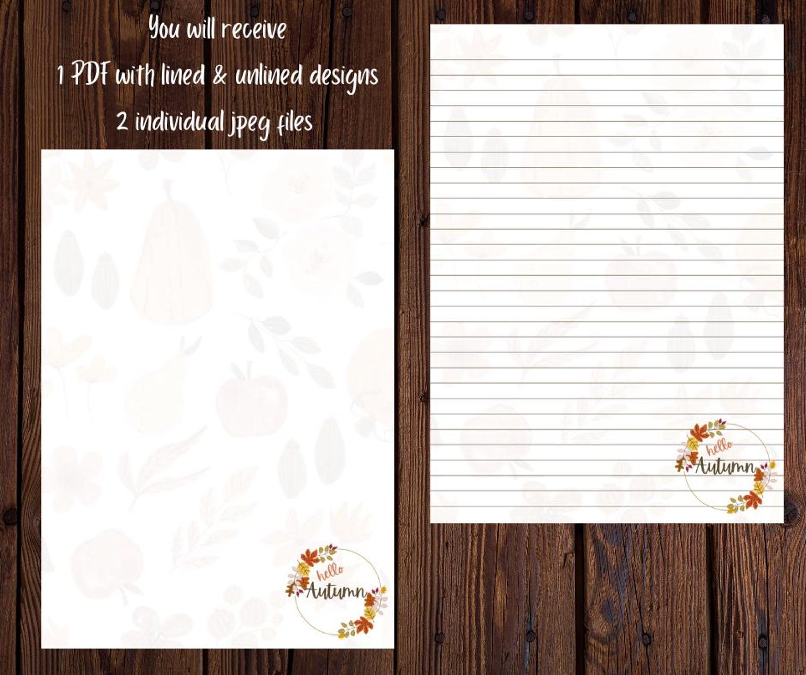 Printable Writing Paper PRINTABLE Stationery Autumn Letter Writing Set ...