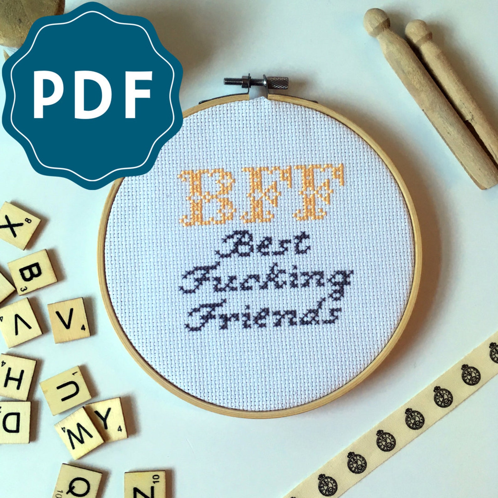 CROSS STITCH PDF Best Friends Downloadable Pattern and | Etsy