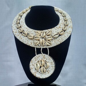 ON SALE Cowrie Shell Necklace African Jewelry Unique Beaded Necklace ...