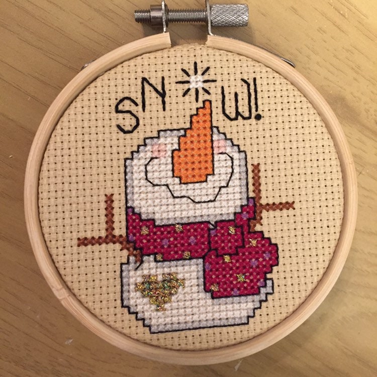Snow Snowman Cross Stitch Finished Cross Stitch Holiday Cross Stitch ...