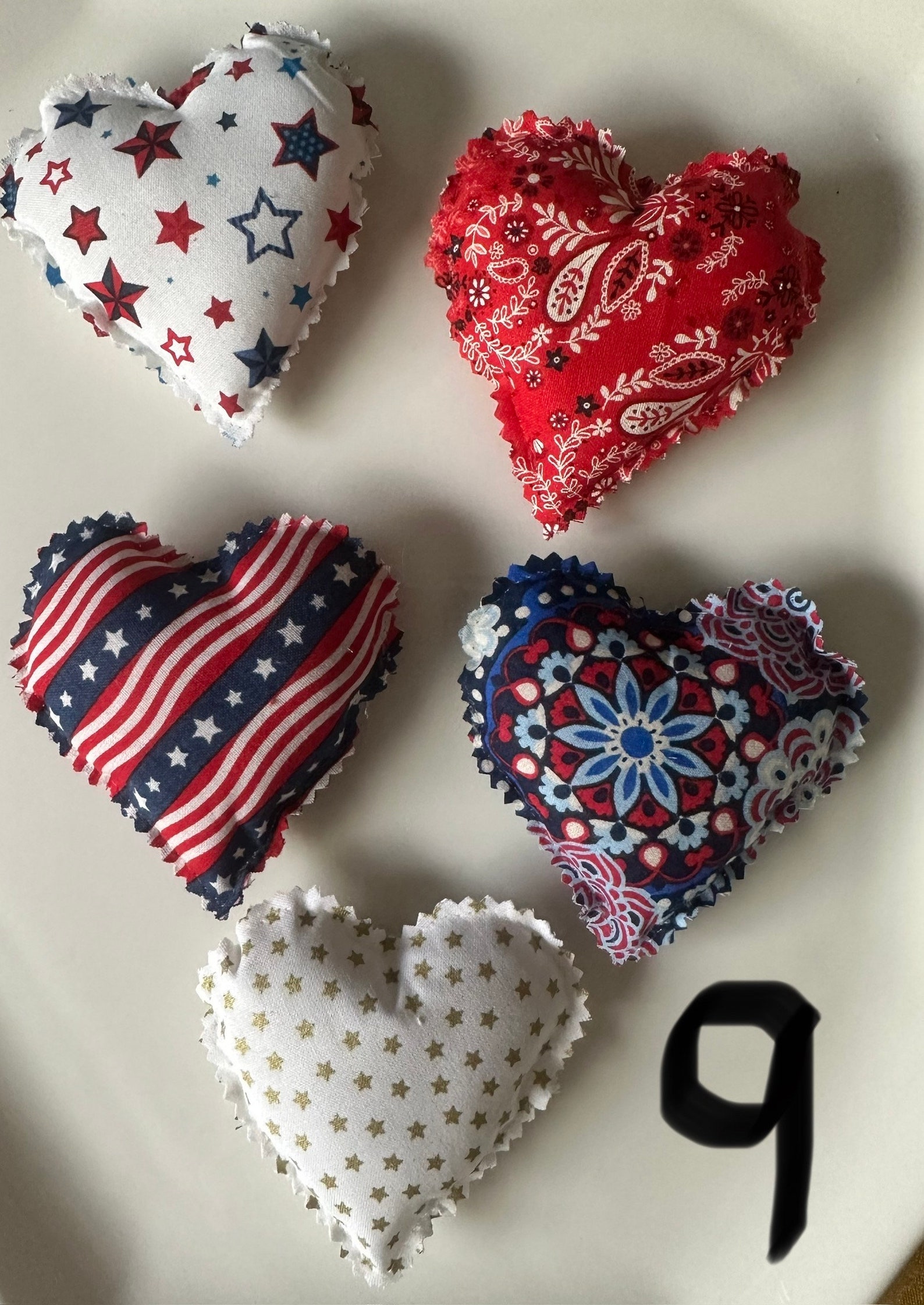 Set of 5 Patriotic Hearts Bowl Filler. Blue, Red, White Farmhouse ...