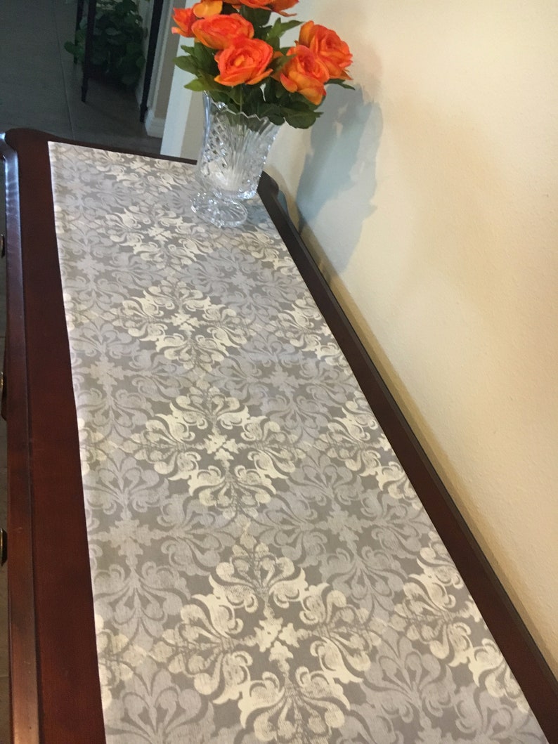 Gray Handmade Table Runner. Beautiful Silver Pattern Table - Etsy