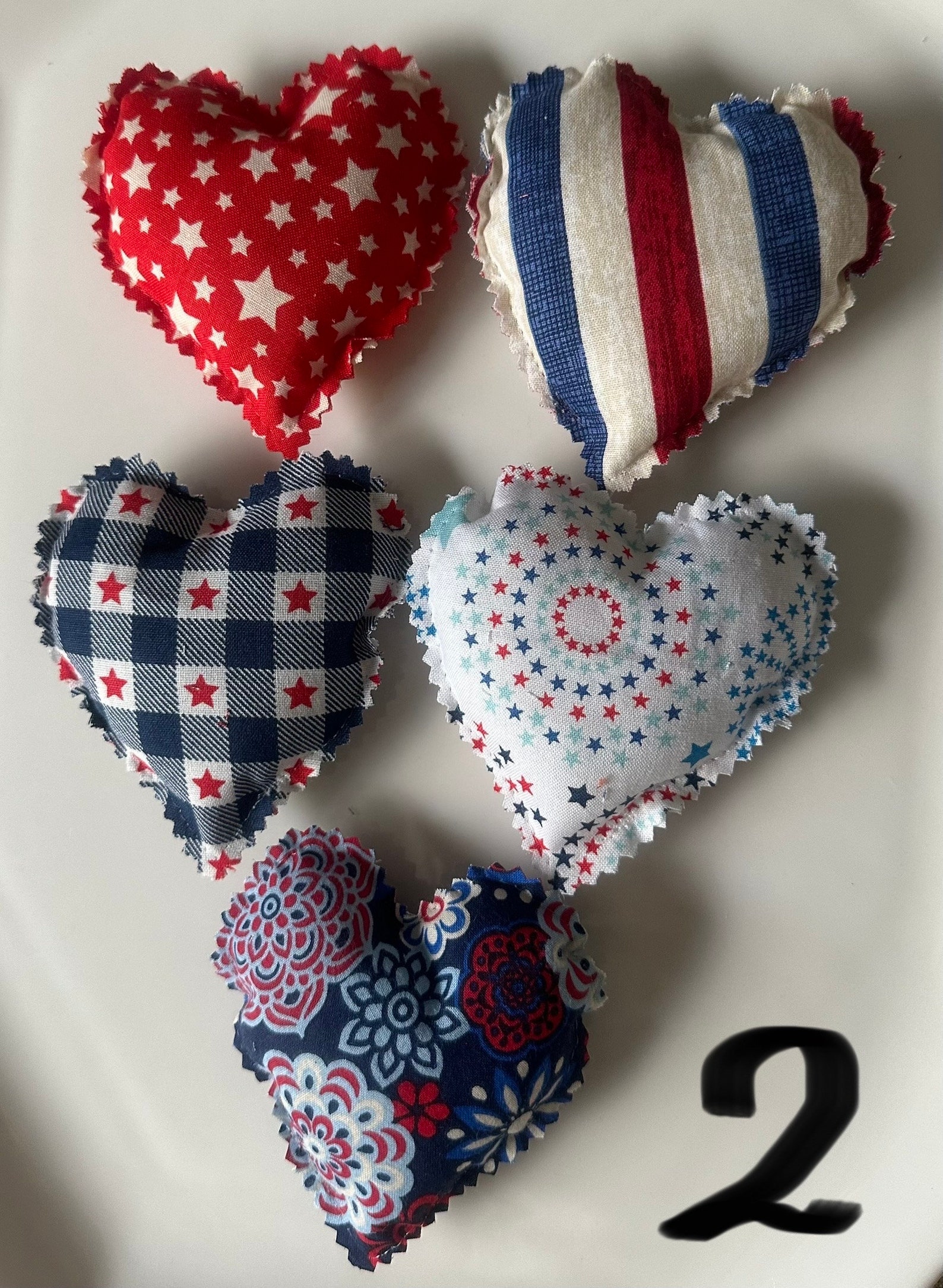 Set of 5 Patriotic Hearts Bowl Filler. Blue, Red, White Farmhouse ...