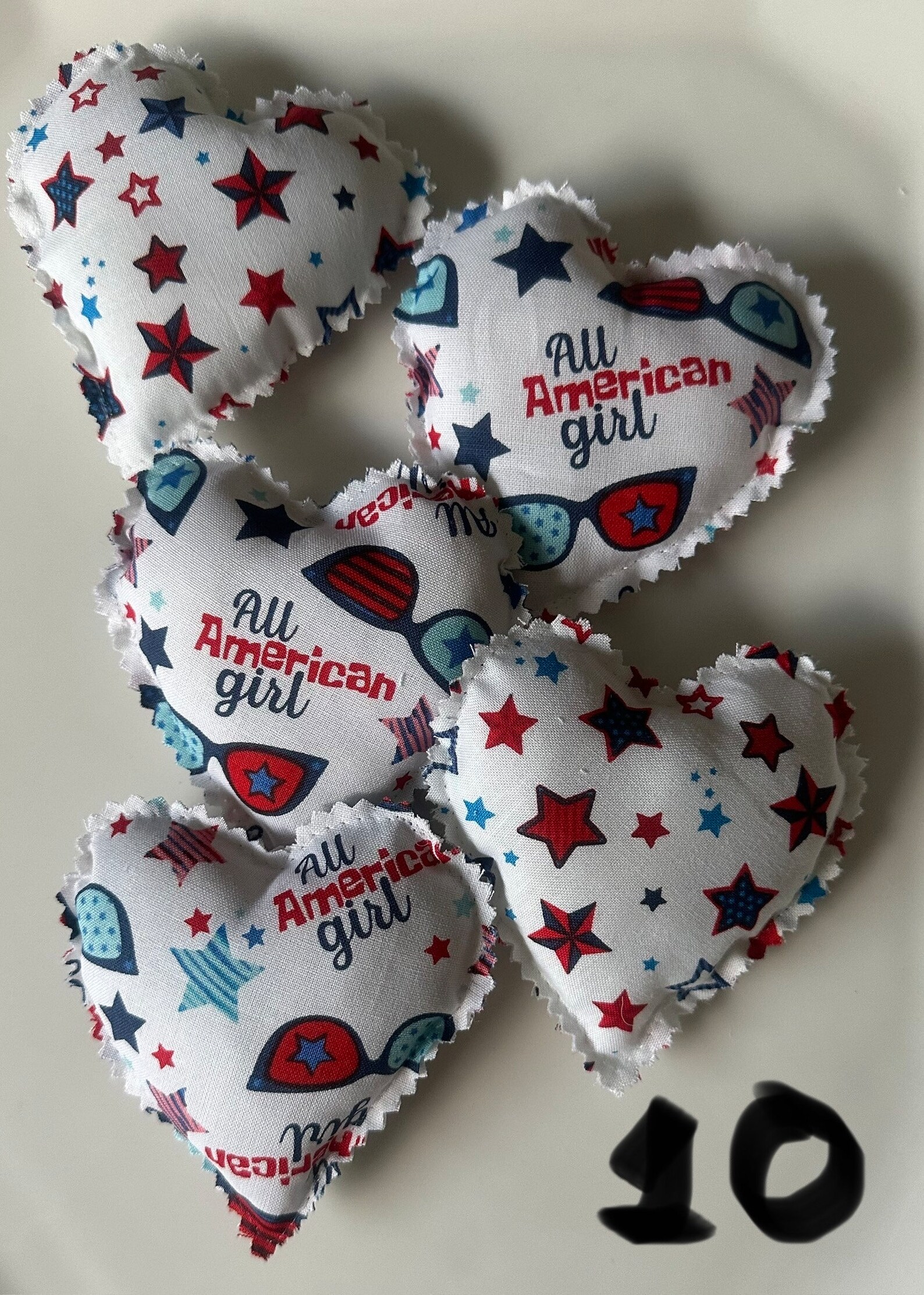 Set of 5 Patriotic Hearts Bowl Filler. Blue, Red, White Farmhouse ...